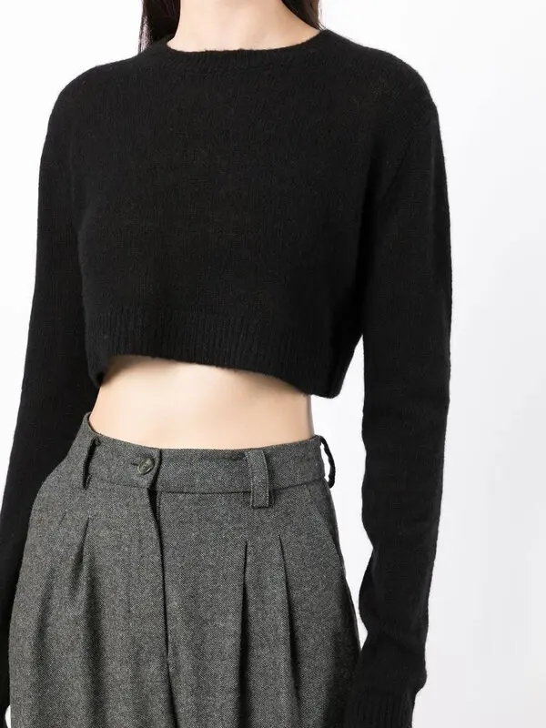 Cashmere In Love Como Cropped Jumper - Black