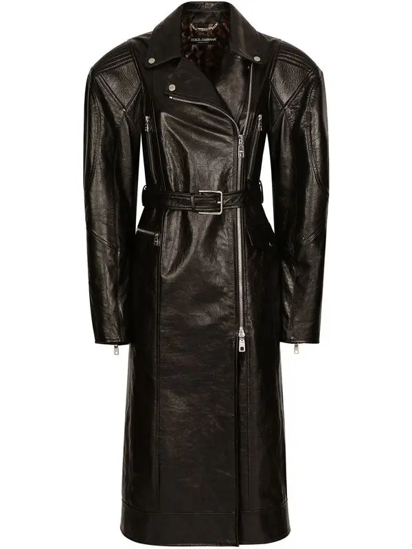 Dolce & Gabbana Belted Leather Coat