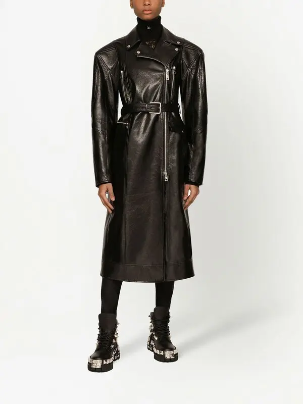 Dolce & Gabbana Belted Leather Coat