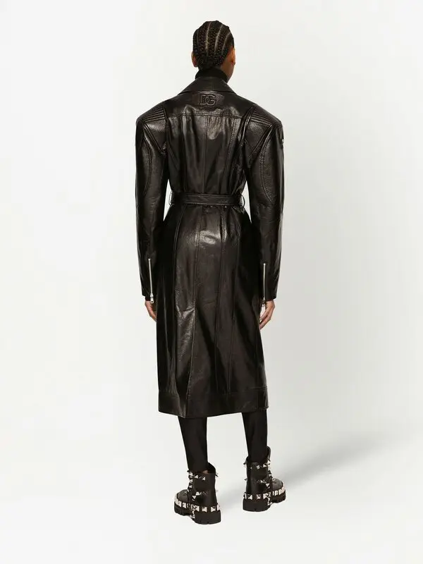 Dolce & Gabbana Belted Leather Coat