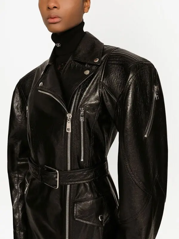 Dolce & Gabbana Belted Leather Coat