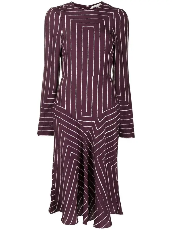 Stella McCartney Striped Silk Midi Dress