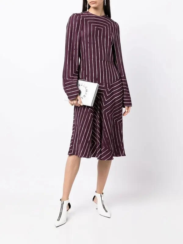 Stella McCartney Striped Silk Midi Dress