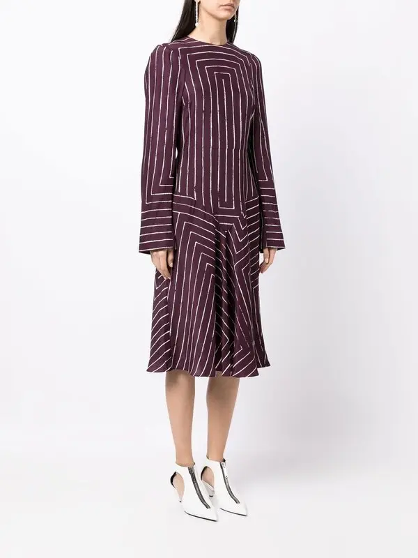Stella McCartney Striped Silk Midi Dress