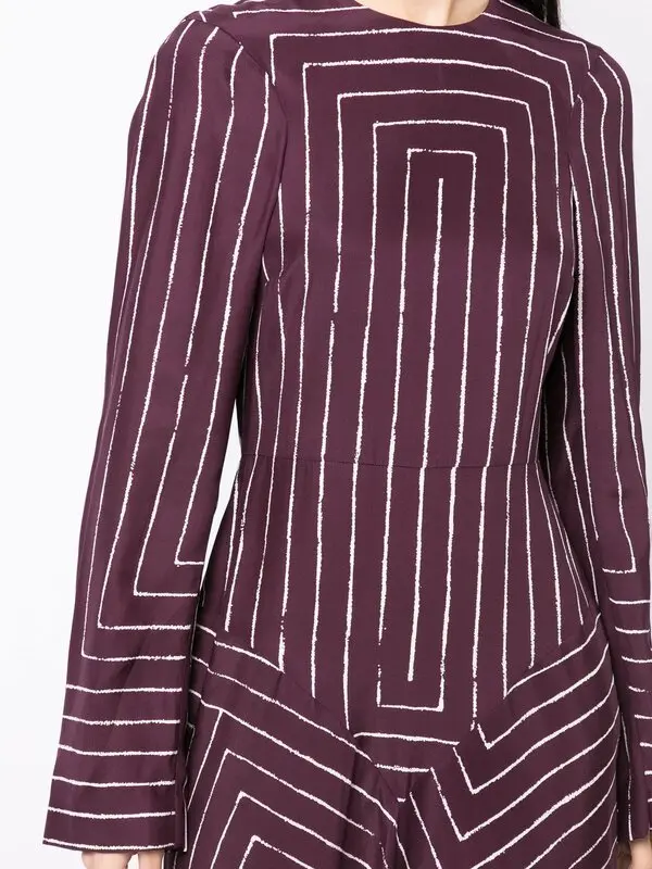 Stella McCartney Striped Silk Midi Dress