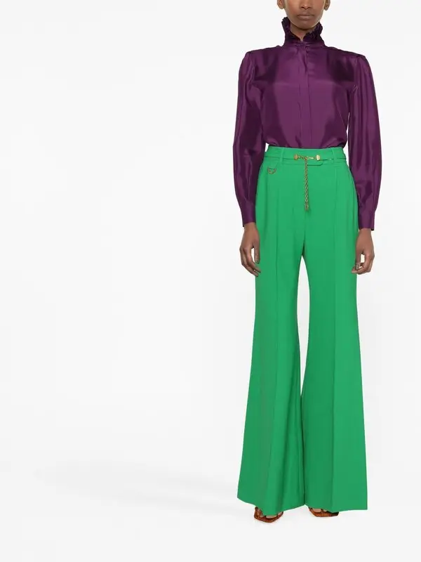 Alberta Ferretti Ruffle-collar Silk Shirt