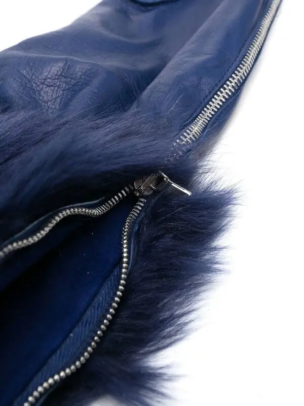 Alberta Ferretti Shearling Trimmed Leather Gloves