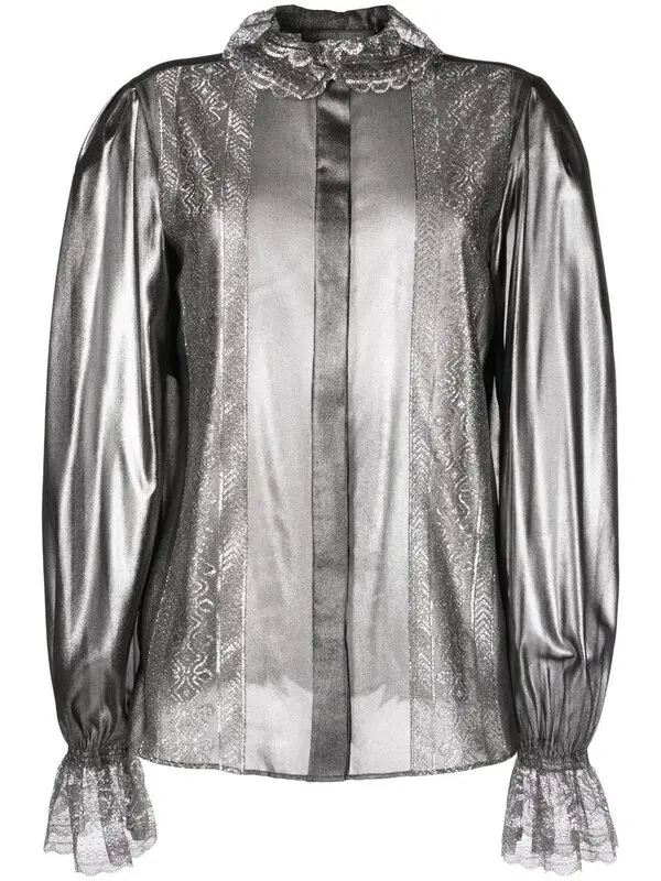 Alberta Ferretti Laminated Lace Shirt - Grey