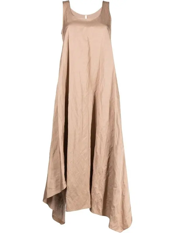 FORME D'EXPRESSION Belted Asymmetric-hem Dress - Brown