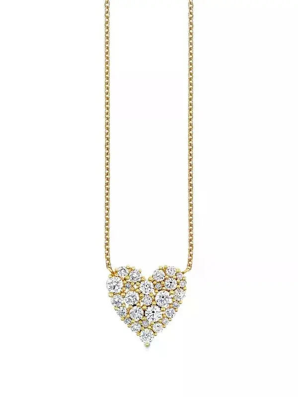 SYDNEY EVAN 14kt Yellow Cocktail Heart Diamond Pendant Necklace - Gold