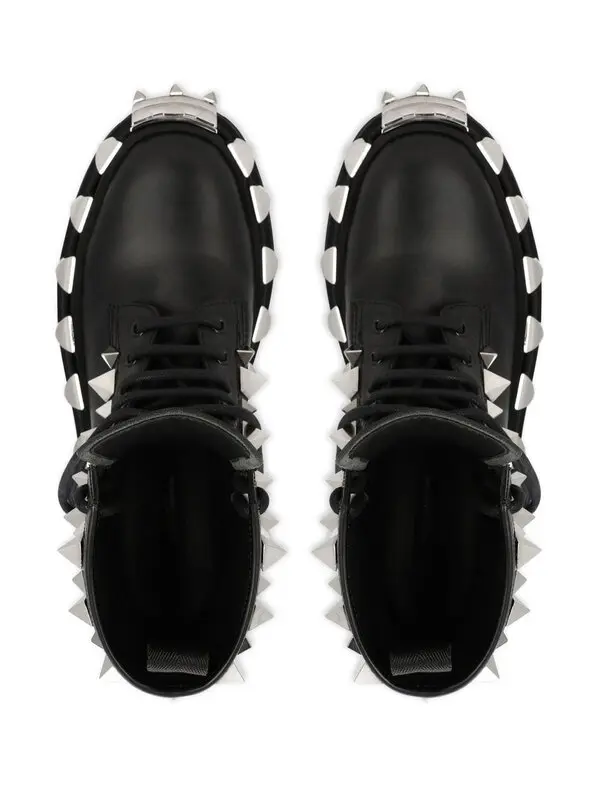 Dolce & Gabbana Studded Leather Combat Boots