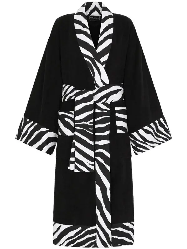 Dolce & Gabbana Cotton Terry Bath Robe - Black