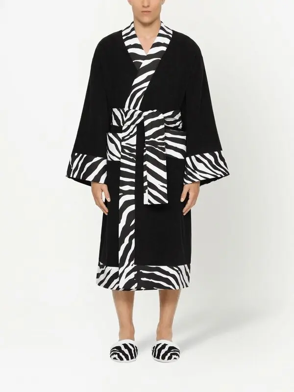 Dolce & Gabbana Cotton Terry Bath Robe - Black