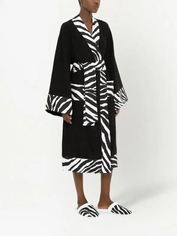 Dolce & Gabbana Cotton Terry Bath Robe - Black