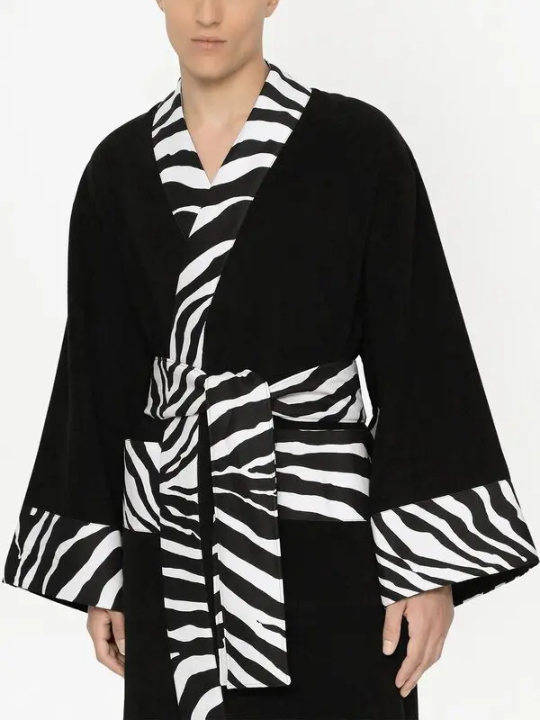 Dolce & Gabbana Cotton Terry Bath Robe - Black