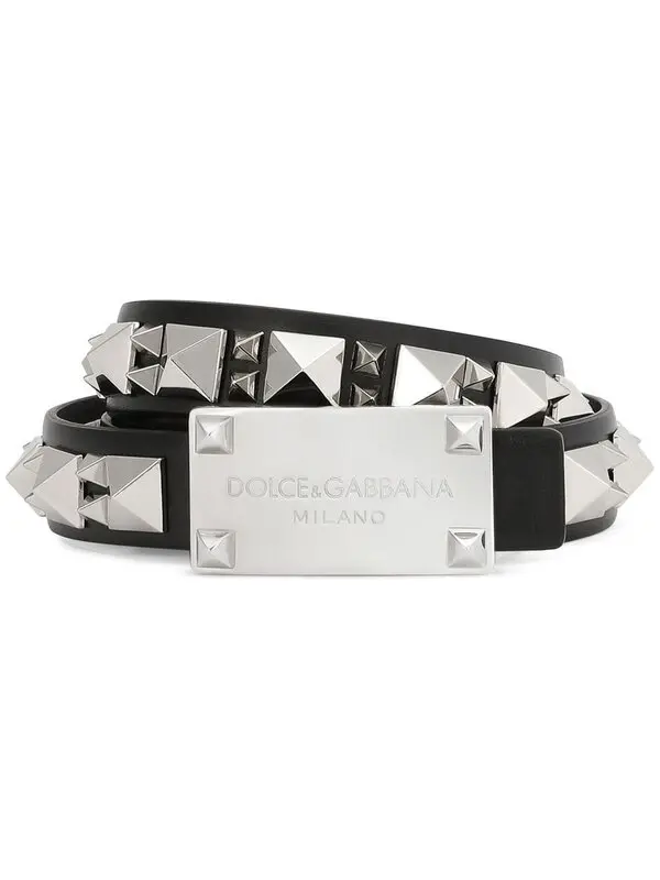 Dolce & Gabbana Studded Leather Belt - Black