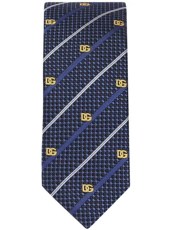 Dolce & Gabbana Dg Logo Stripe Silk Tie