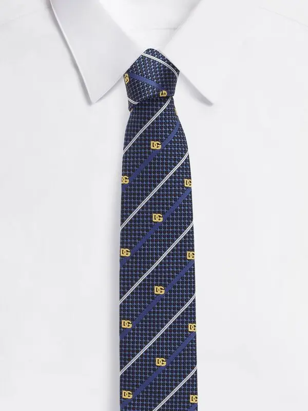 Dolce & Gabbana Dg Logo Stripe Silk Tie