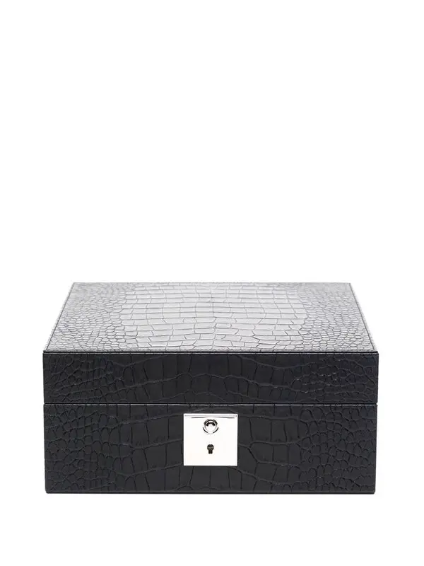 Smythson Crocodile-effect Leather Trinket Box - Black