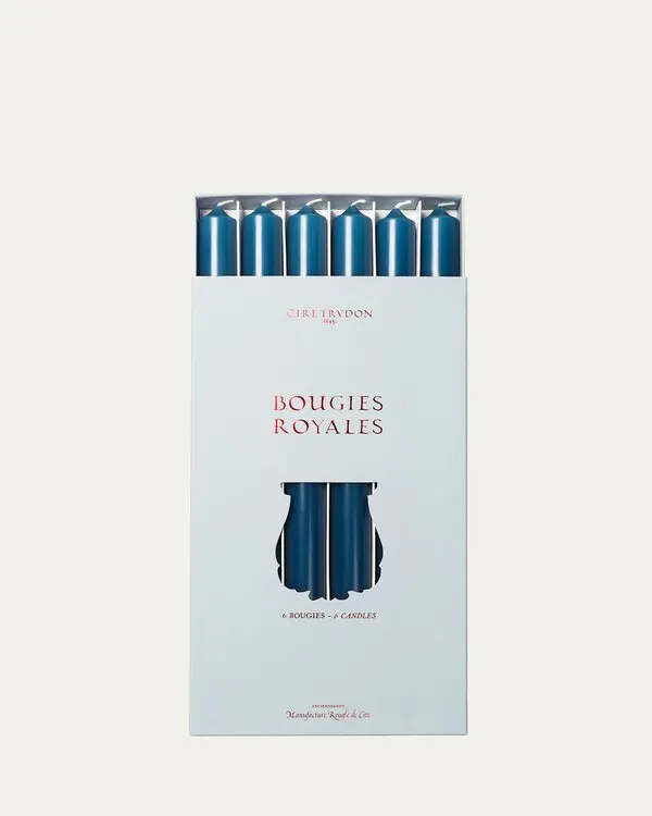 TRUDON Royale Taper Candles Marine Blue, Set Of 6