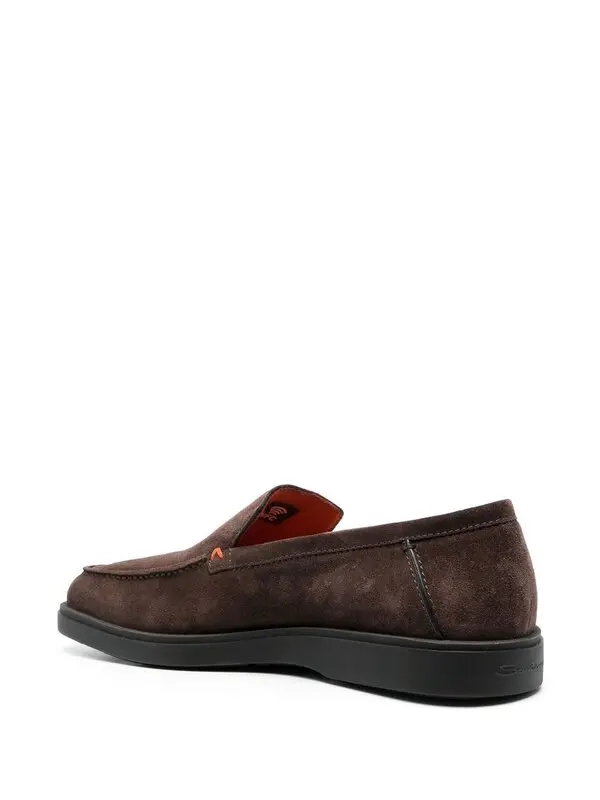 Santoni Drain Suede Loafers - Brown