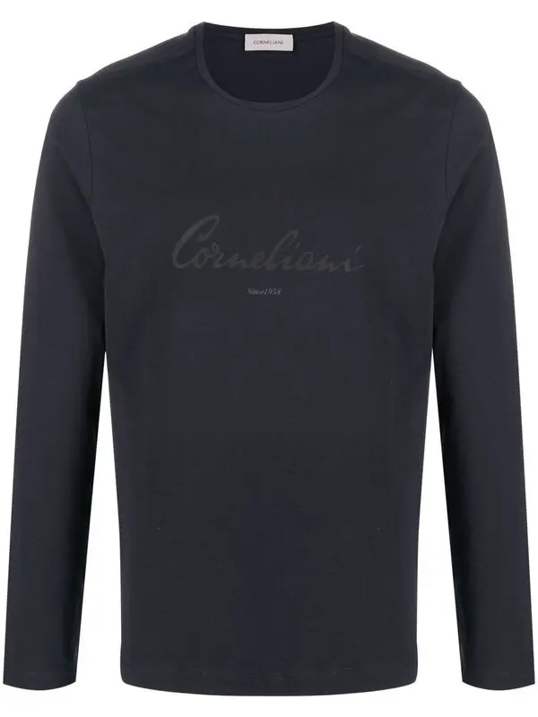 Corneliani Logo-print Long-sleeve T-shirt - Blue