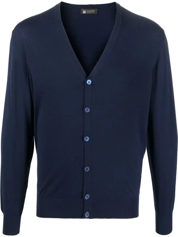 Colombo Button-down Knit Cardigan - Blue