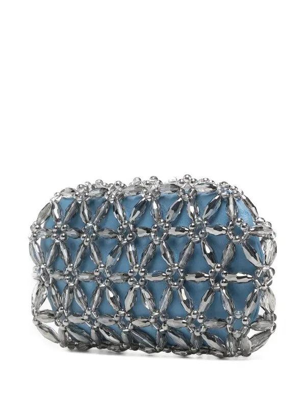 0711 TBILISI Faceted Bead-embellished Clutch - Blue
