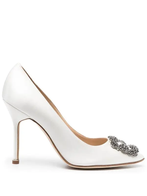 Manolo Blahnik Hangisi Crystal-buckle Heeled Pumps