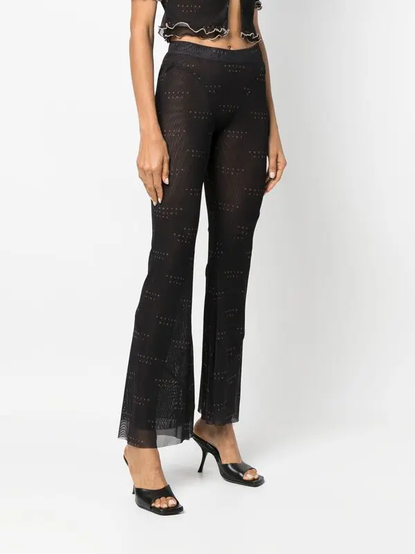 POSTER GIRL Logo-print Mesh Bootcut Trousers