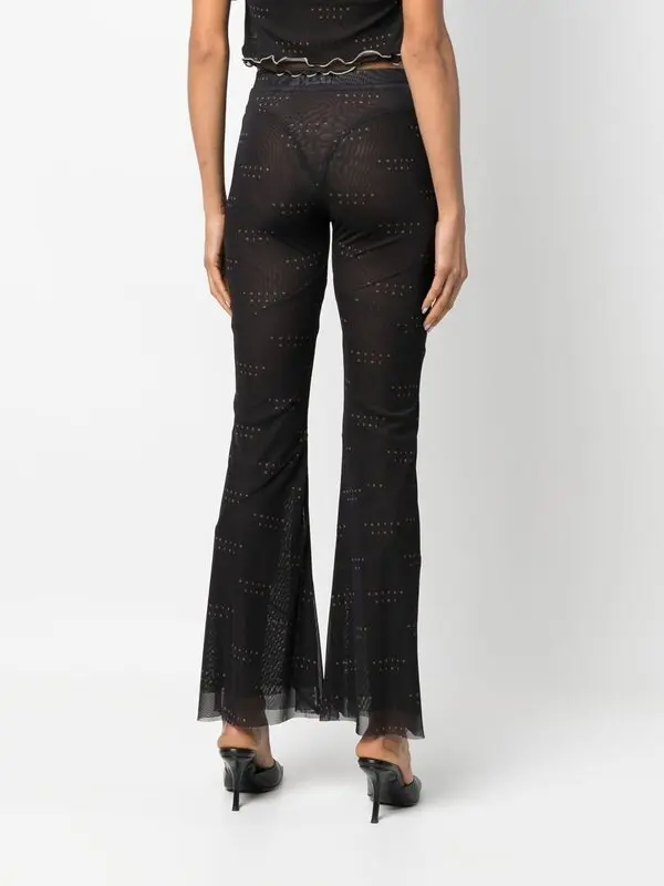 POSTER GIRL Logo-print Mesh Bootcut Trousers