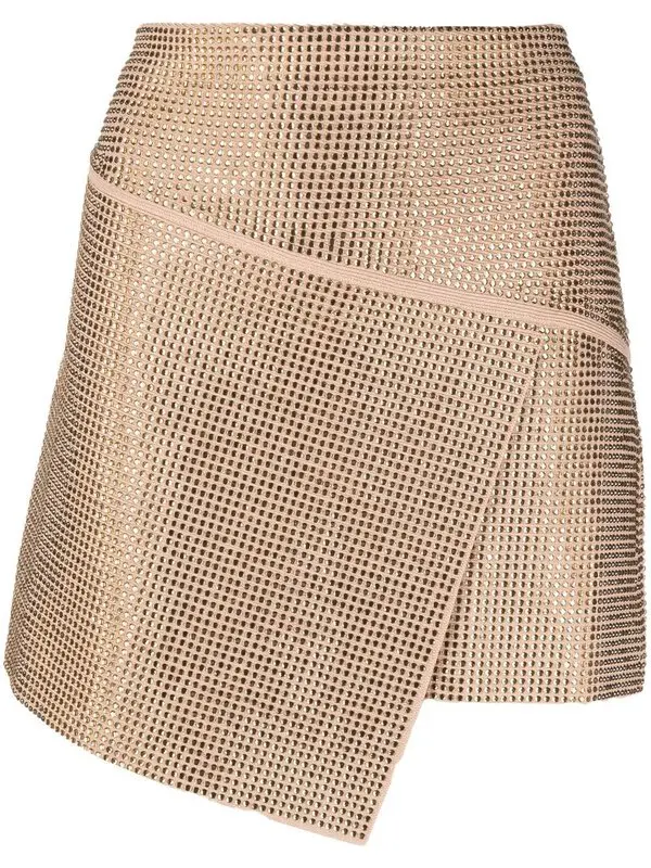 ANDREĀDAMO Crystal-embellished Wrap Skirt - Neutrals
