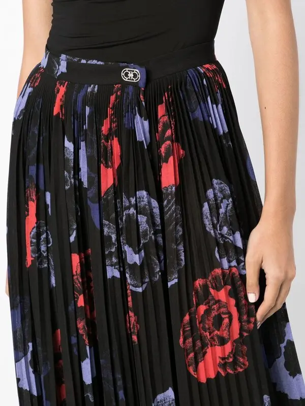 FERRAGAMO Pleated Floral Print Midi Skirt