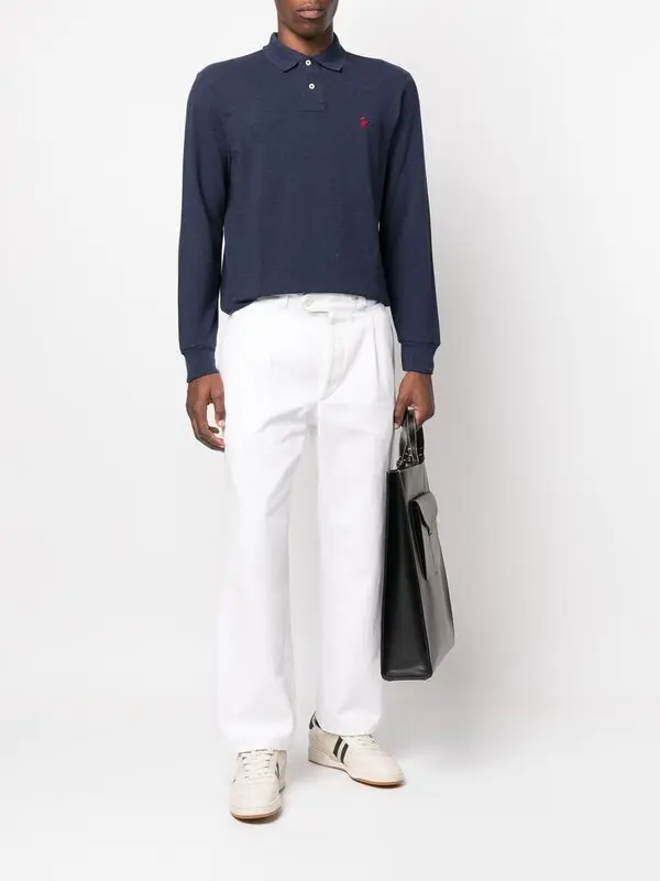 Polo Ralph Lauren Polo Pony Long-sleeved Polo Shirt - Blue