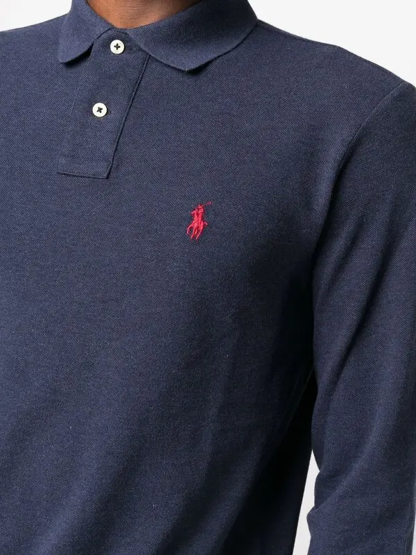 Polo Ralph Lauren Polo Pony Long-sleeved Polo Shirt - Blue