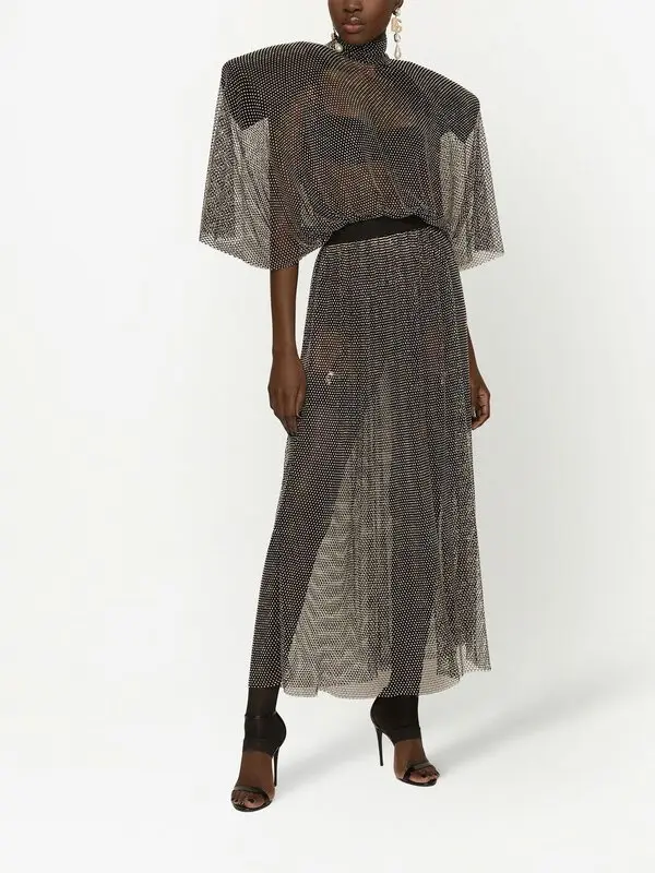 Dolce & Gabbana Rhinestone-embellished Mesh Maxi Dress