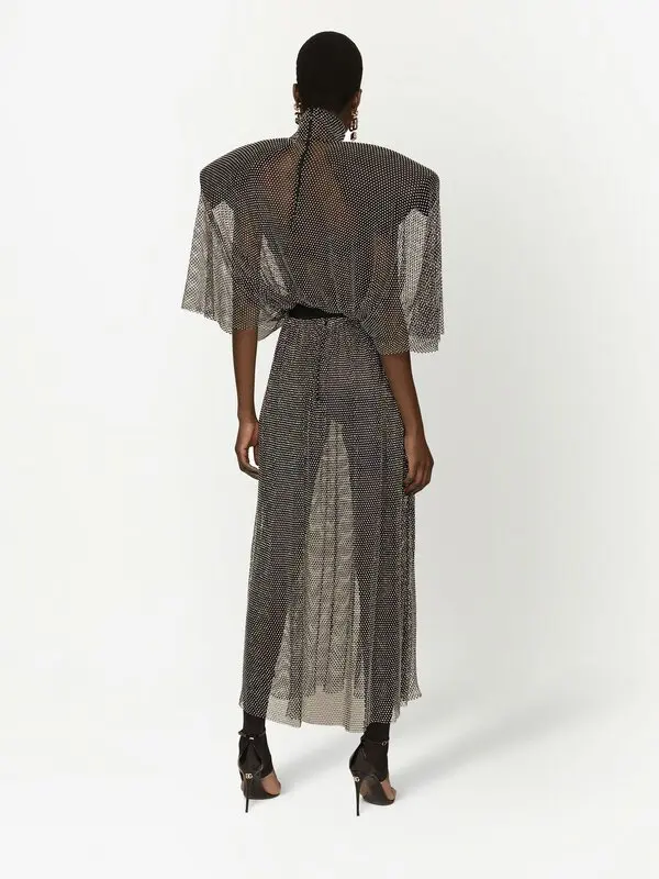 Dolce & Gabbana Rhinestone-embellished Mesh Maxi Dress