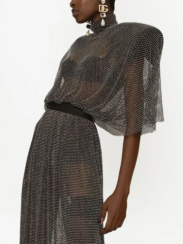 Dolce & Gabbana Rhinestone-embellished Mesh Maxi Dress