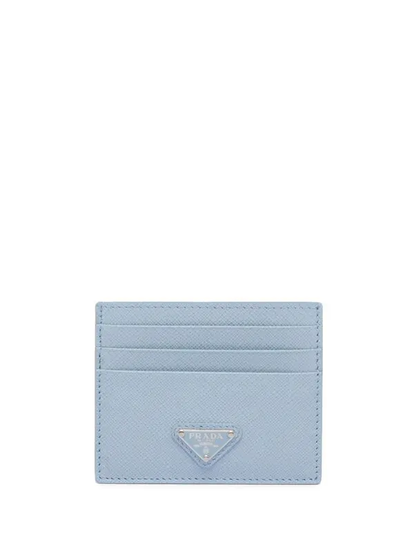 Prada Logo-plaque Saffiano Leather Cardholder - Blue