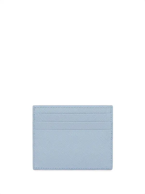 Prada Logo-plaque Saffiano Leather Cardholder - Blue