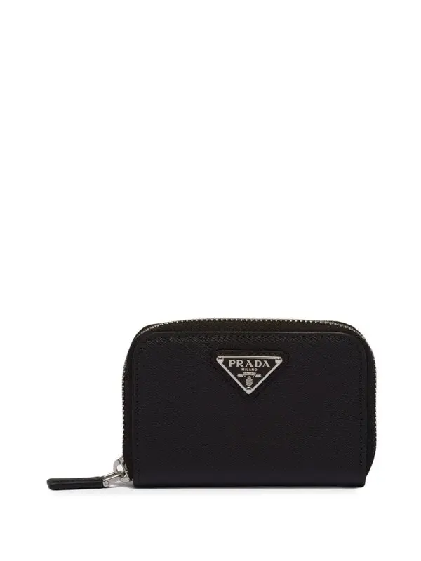 Prada Logo-plaque Saffiano Coin Purse - Black