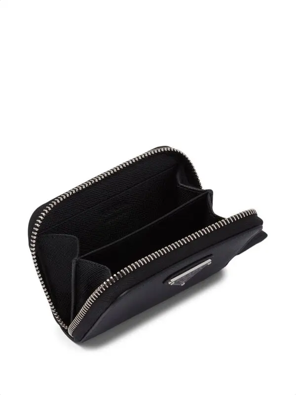 Prada Logo-plaque Saffiano Coin Purse - Black