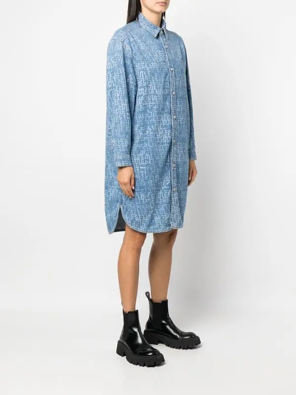DIESEL® All-over Logo" Denim Shirt Dress