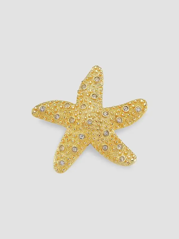 KENNETH JAY LANE Starfish 22k Gold-plate & Faux Crystal Pin