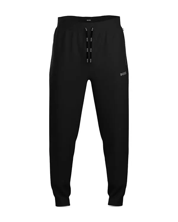 Hugo Boss Boss Mix & Match Cotton Blend Logo Print Joggers Regular Fit - Black