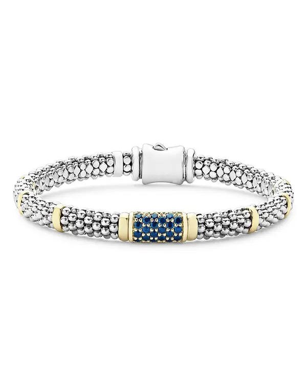 Lagos Sterling And 18k Gold Sapphire Bracelet - Silver