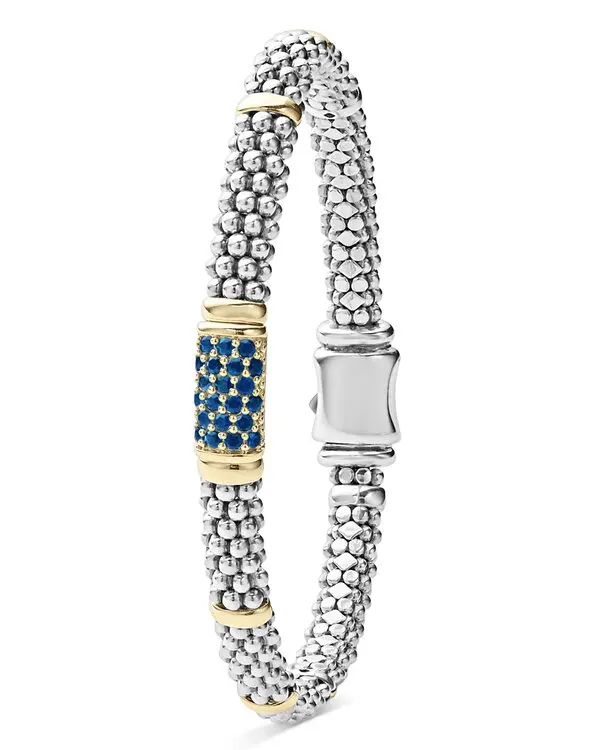 Lagos Sterling And 18k Gold Blue Sapphire Bracelet - Silver