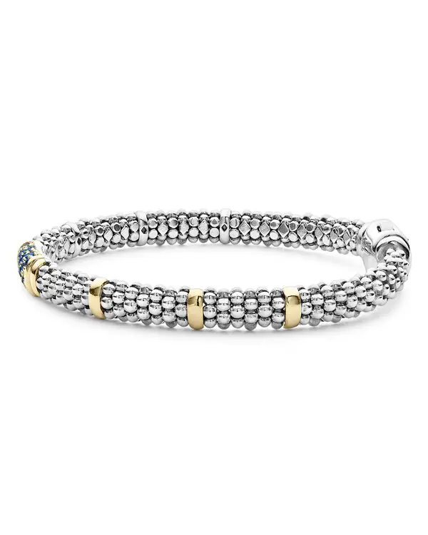 Lagos Sterling And 18k Gold Blue Sapphire Bracelet - Silver