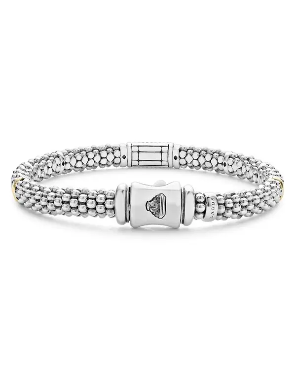 Lagos Sterling And 18k Gold Blue Sapphire Bracelet - Silver