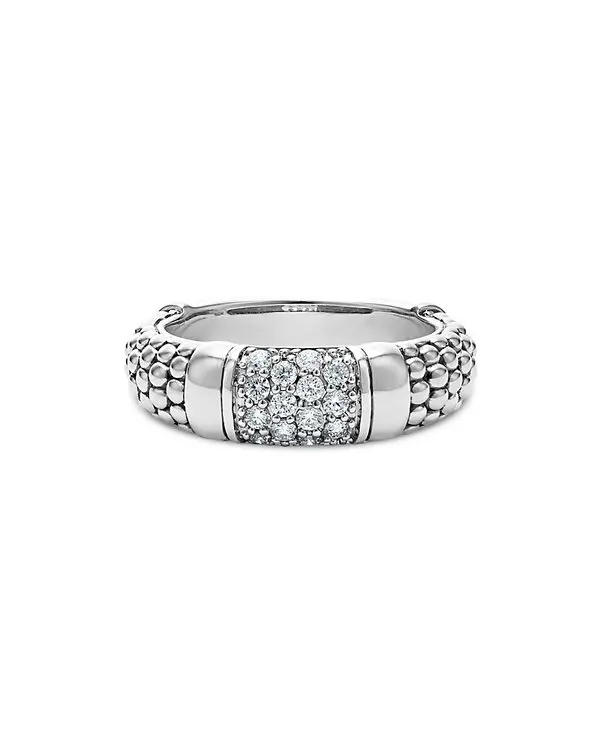 Lagos Sterling Caviar Diamond Ring - Silver